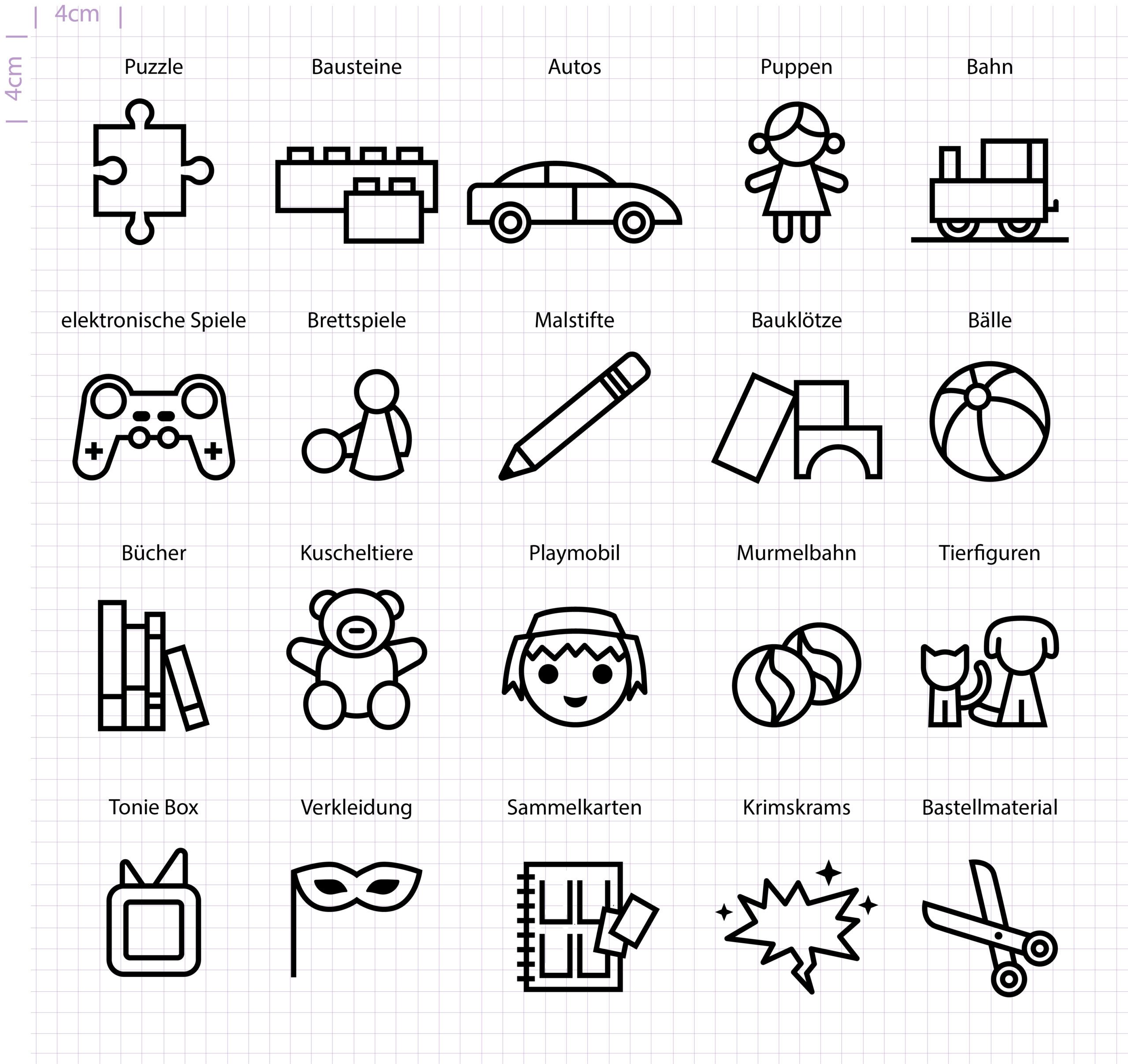 Piktogramm Spielzeuge - Fräulein K. Sagt Ja Partyshop